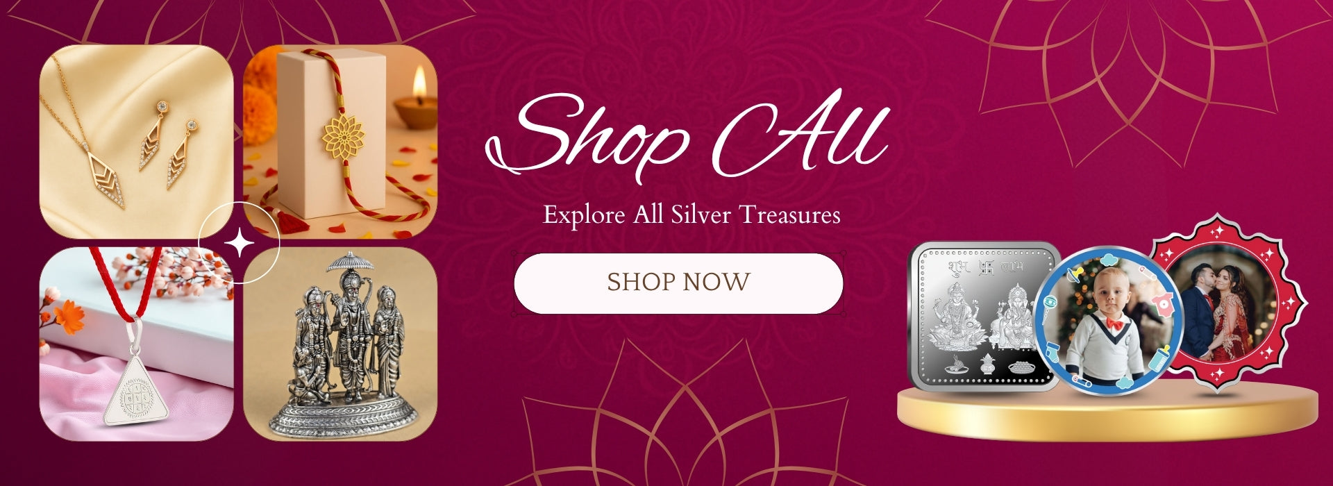 Shop all silver jewellery for men and women, coins, silver idols | Silviya