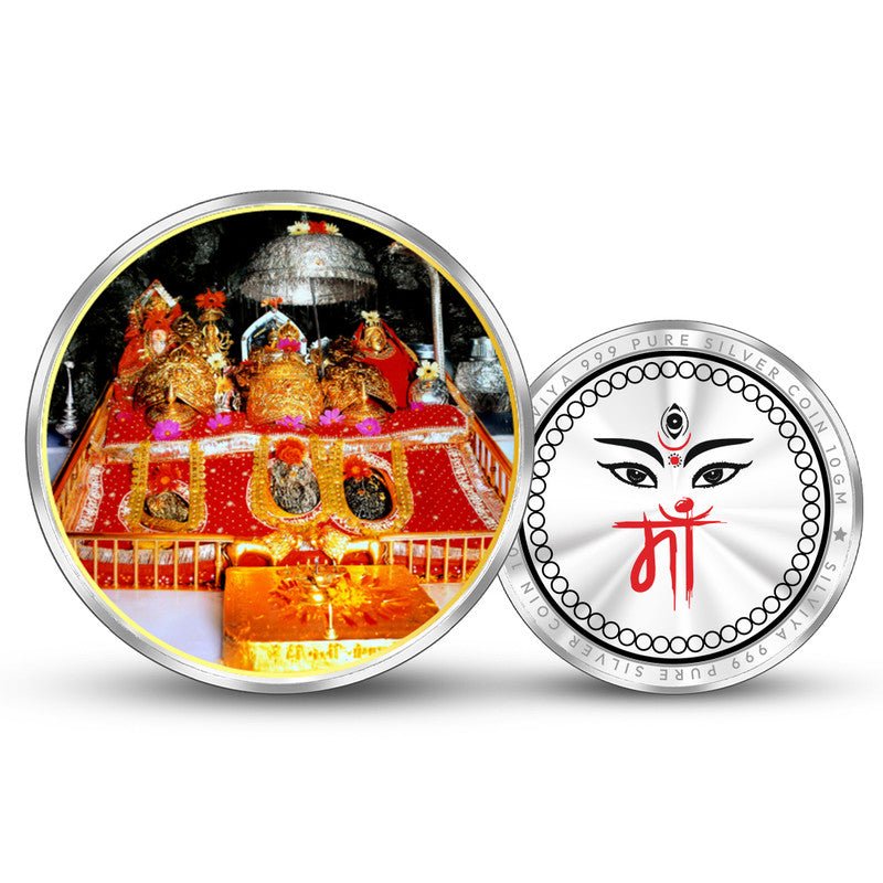 Buy 999 Silver Vaishno Devi Coin for Navratri Blessings | Silviya
