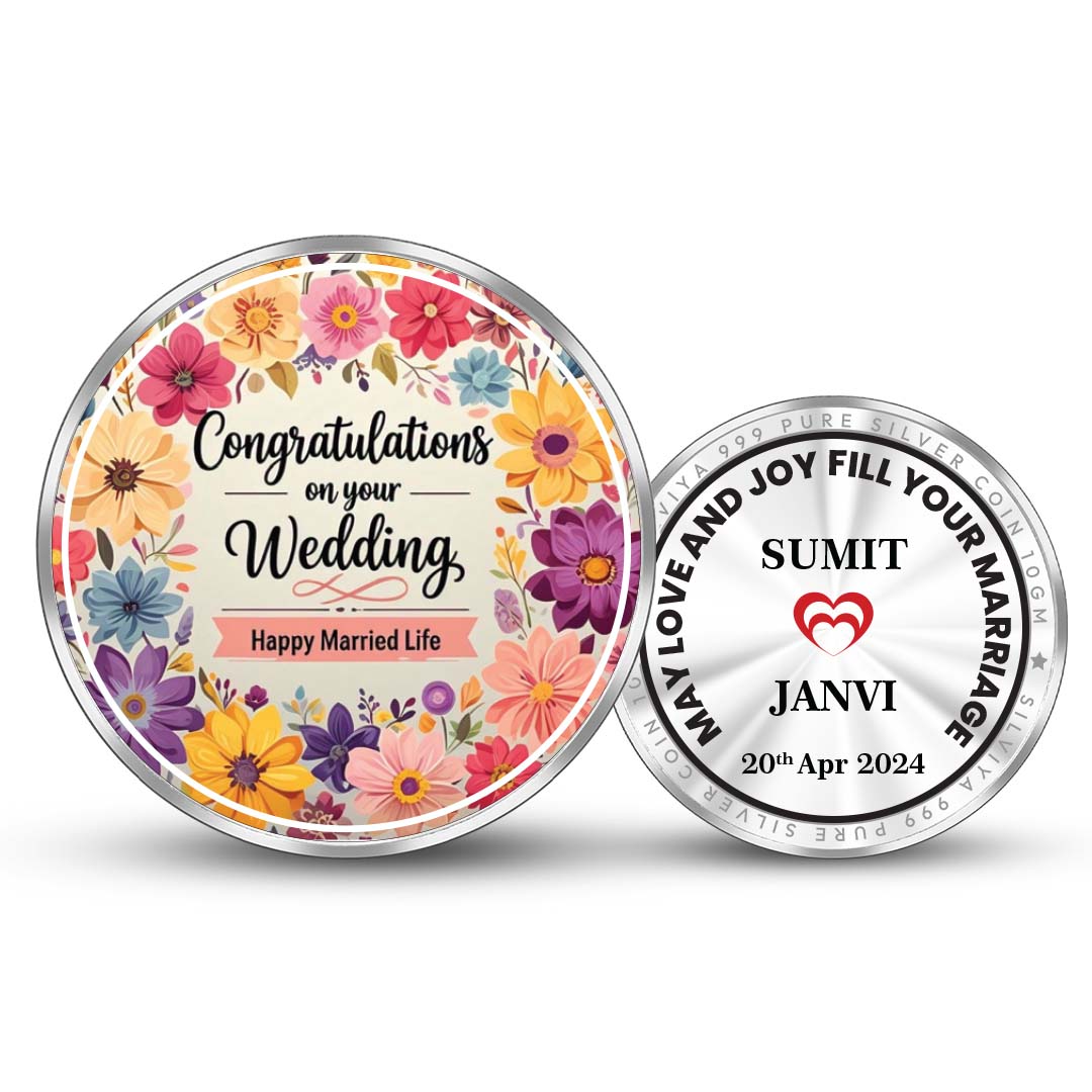 Wedding Congratulate: 999 Pure Silver Personalized Coin Gift